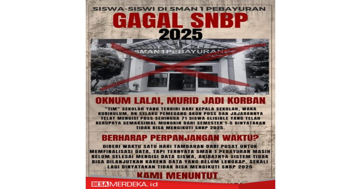 72 Siswa SMAN 1 Pebayuran Gagal Ikut SNBP 2025 Akibat Kelalaian Sekolah ...